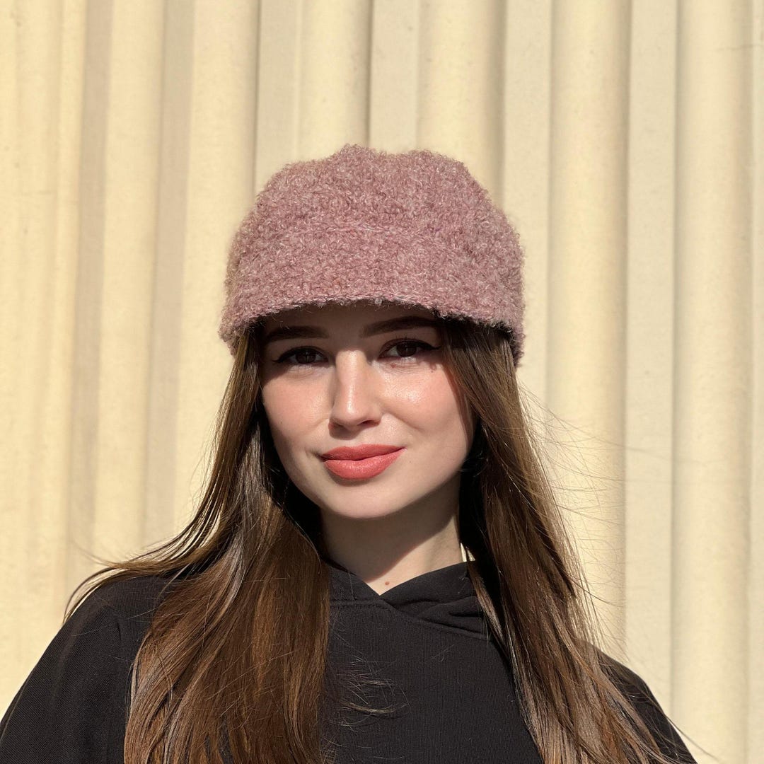 Newsboy Cap With Satin Lining Furry Bucle Visor Beanie Handmade Newsboy ...