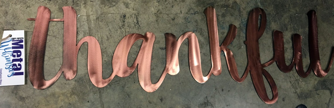 Thankful Metal Wall Sign 8 or 12 Inch Long - Etsy