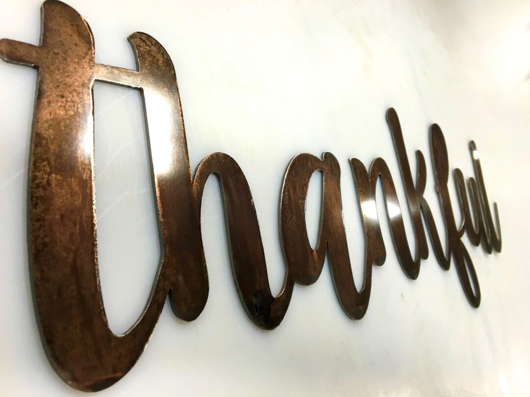 Thankful Metal Wall Sign 8 or 12 Inch Long - Etsy