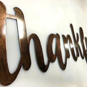 Thankful Metal Wall Sign 8 or 12 Inch Long - Etsy