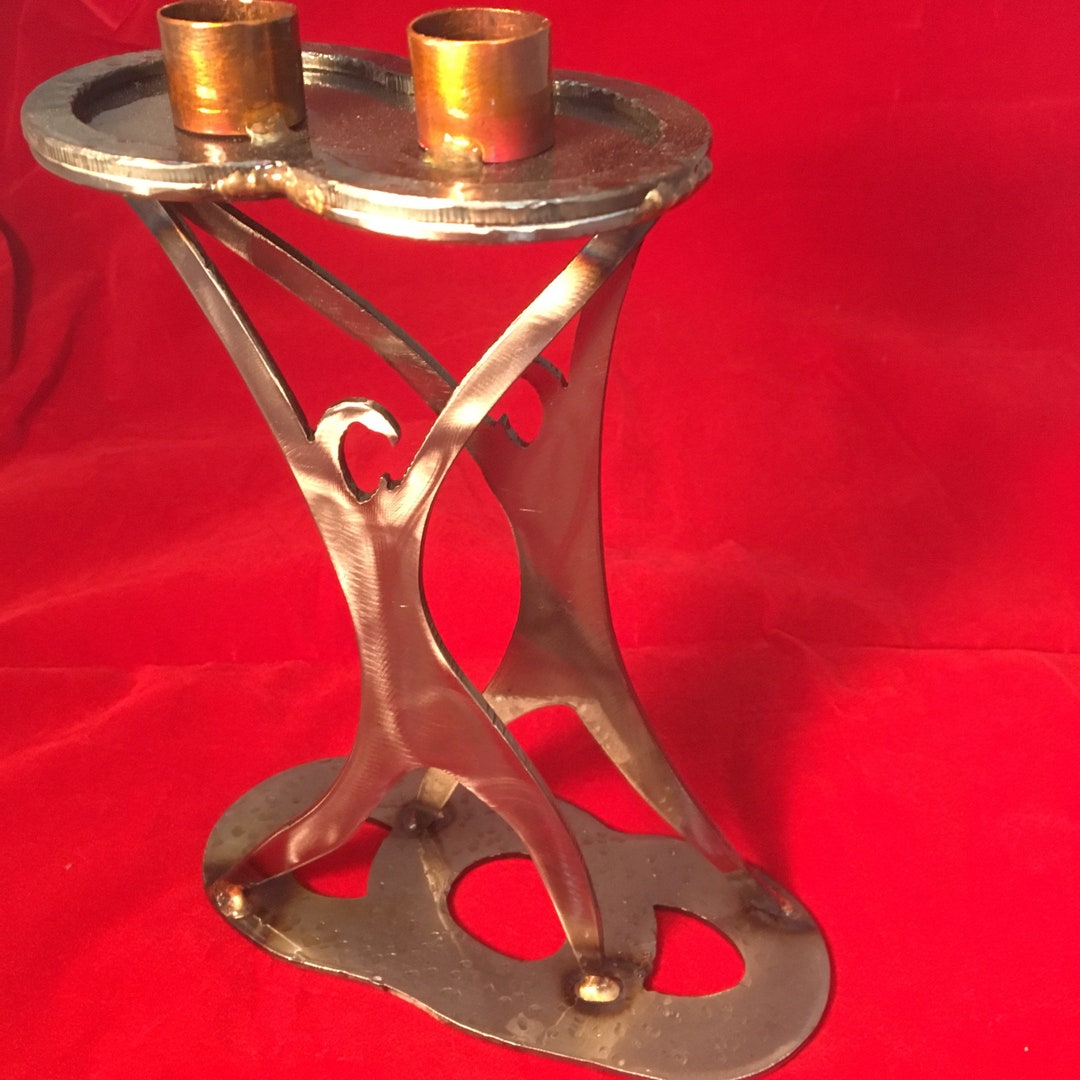 Joy Double Candle Holder Two Figures Celebrating. Dual Candles, Shabbat ...