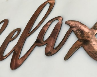 Relax Metal Wall Sign 8 Inch to 12 Inch Long - Etsy