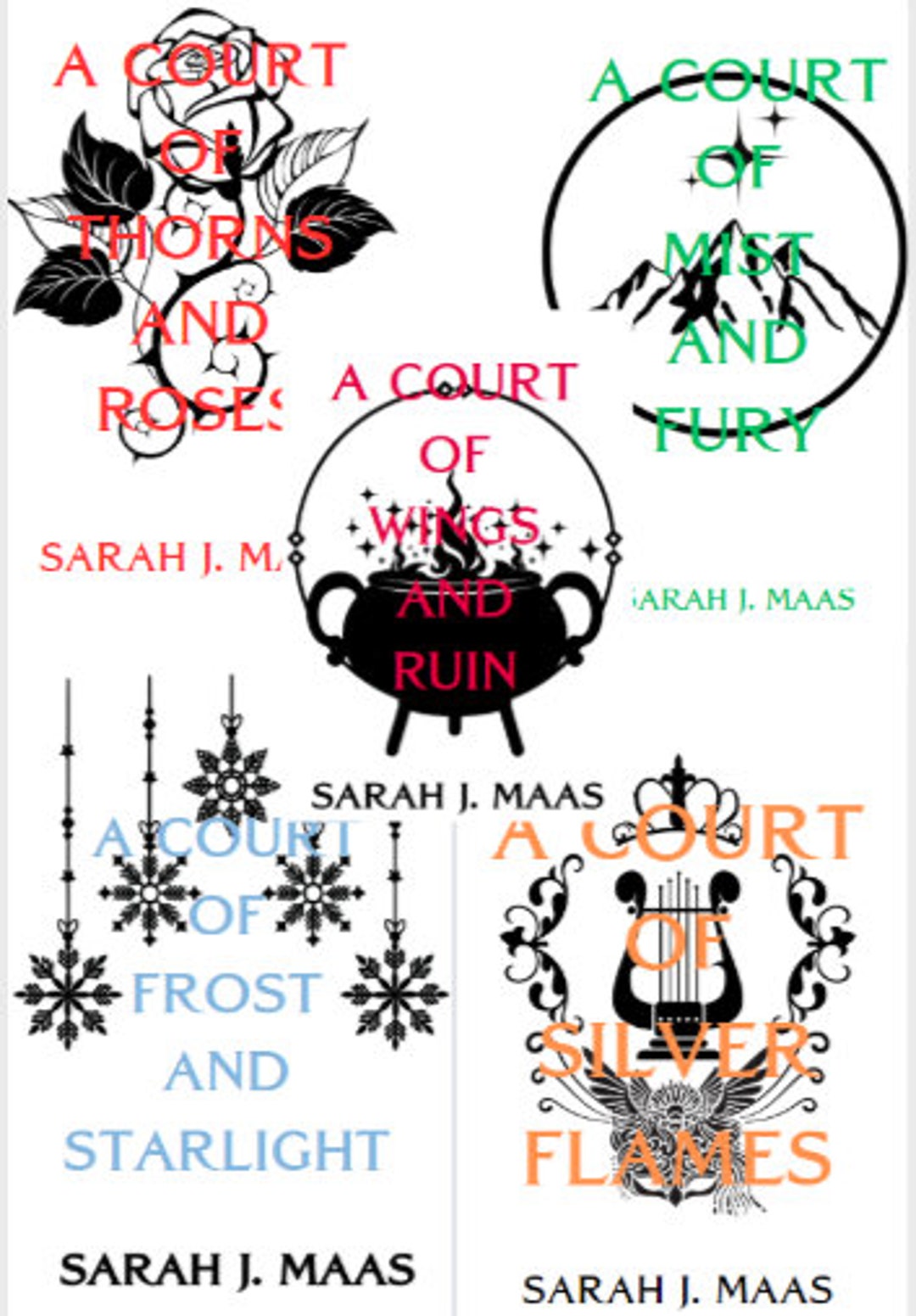 ALL ACOTAR Book Cover SVG Files- for All 5 Books. Bundle. for Book ...