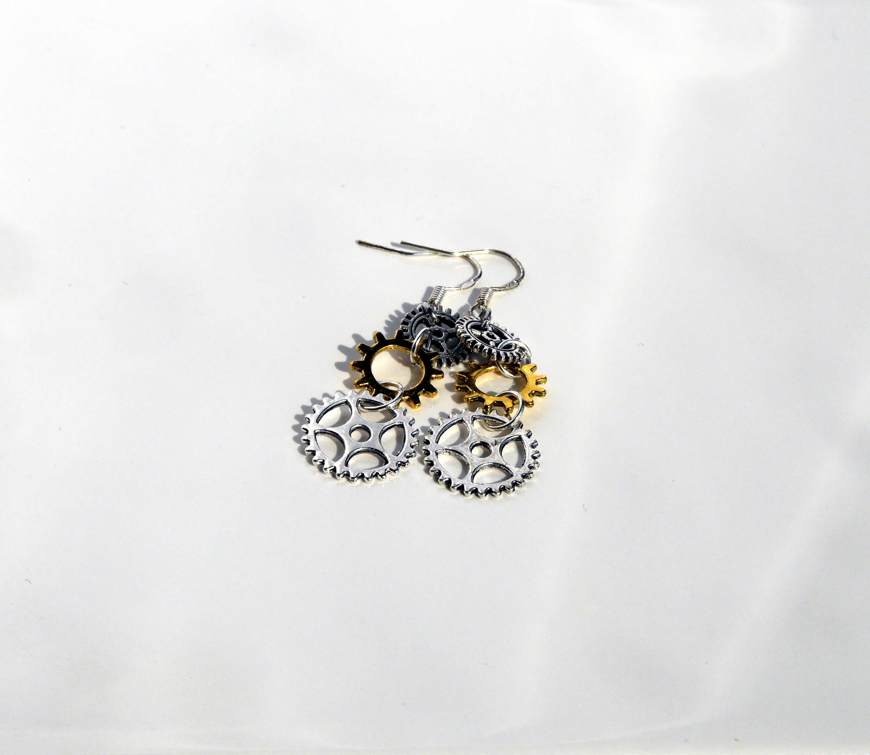 Steampunk Cog Theme Earrings Steampunk Gold Cog Earrings - Etsy UK