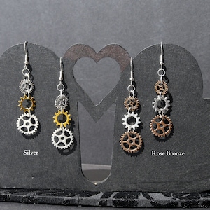 Steampunk Cog Theme Earrings, Steampunk Gold Cog Earrings, Clip on ...