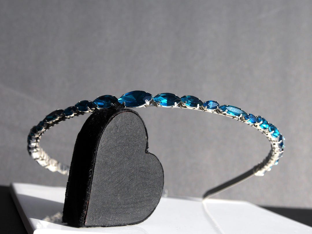 Teal Diamante Bridesmaid Hair Tiara, Teal Tiara Hair Accessory, Teal ...