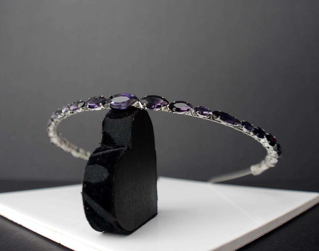 Deep Purple Rhinestone Diamante Tiara, Purple Bridesmaid Prom Hair Band ...