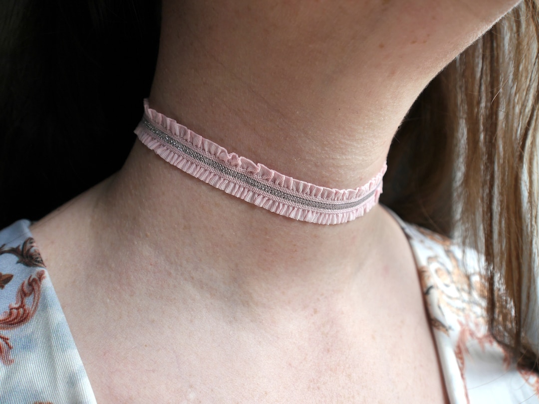 Thin Plain Pink Chokers, Pastel Pink Choker, Hot Pink Choker, Thin Pink ...