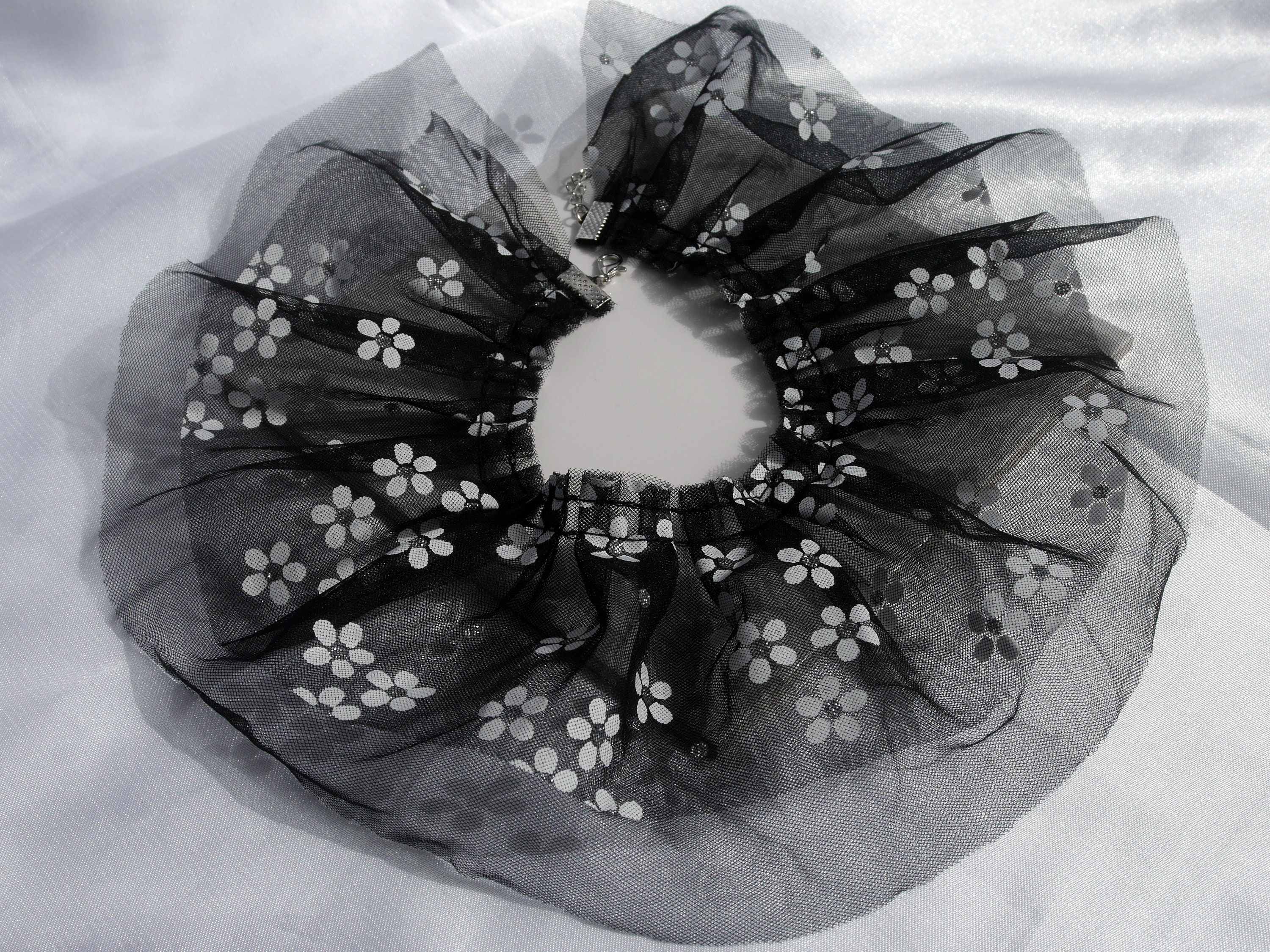 Black Ruffle Lace Choker, Black Frilly Choker, Flower Choker, Floral ...