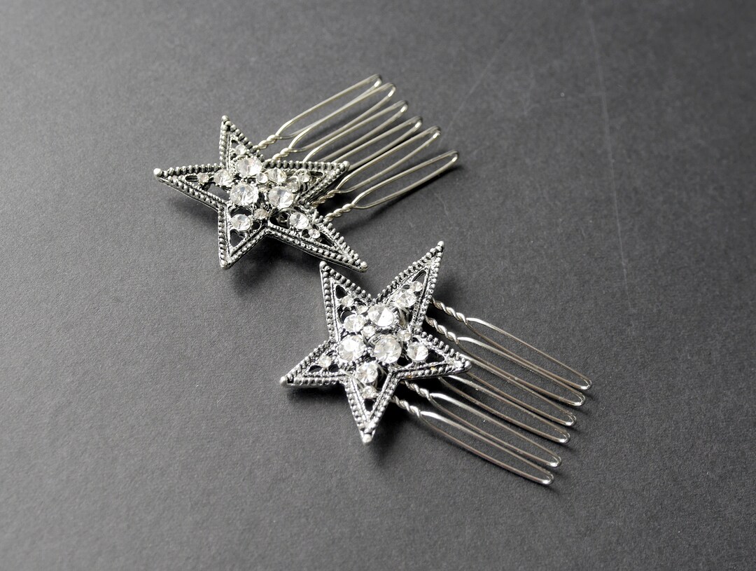 Diamante Star Bridal Hair Combs, Rhinestone Star Prom Hair Pieces, Star ...