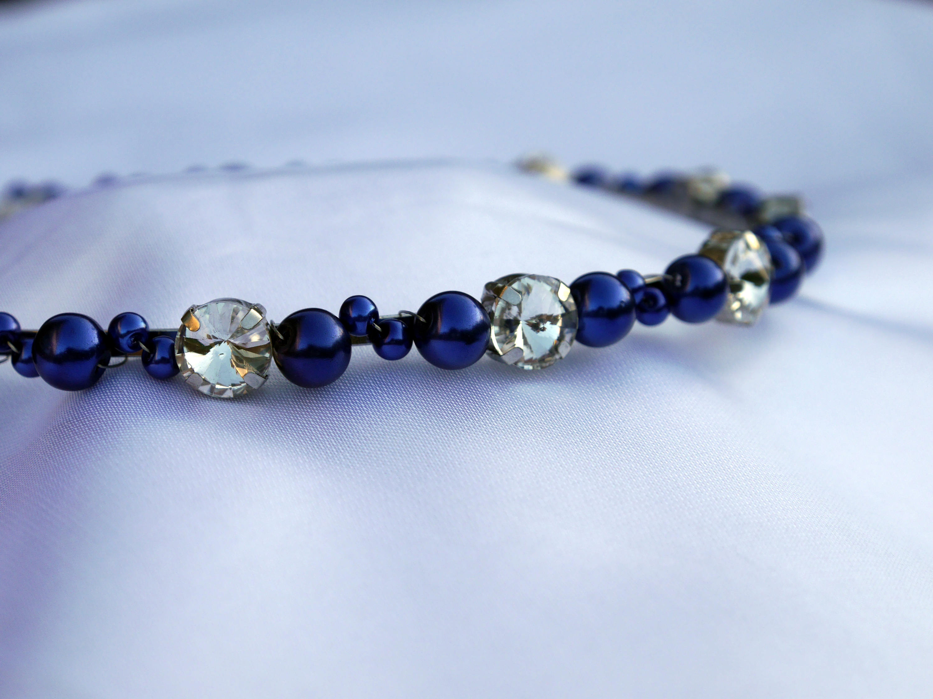 Navy Blue Pearl Tiara Pearl Diamante Tiara Navy Blue | Etsy UK