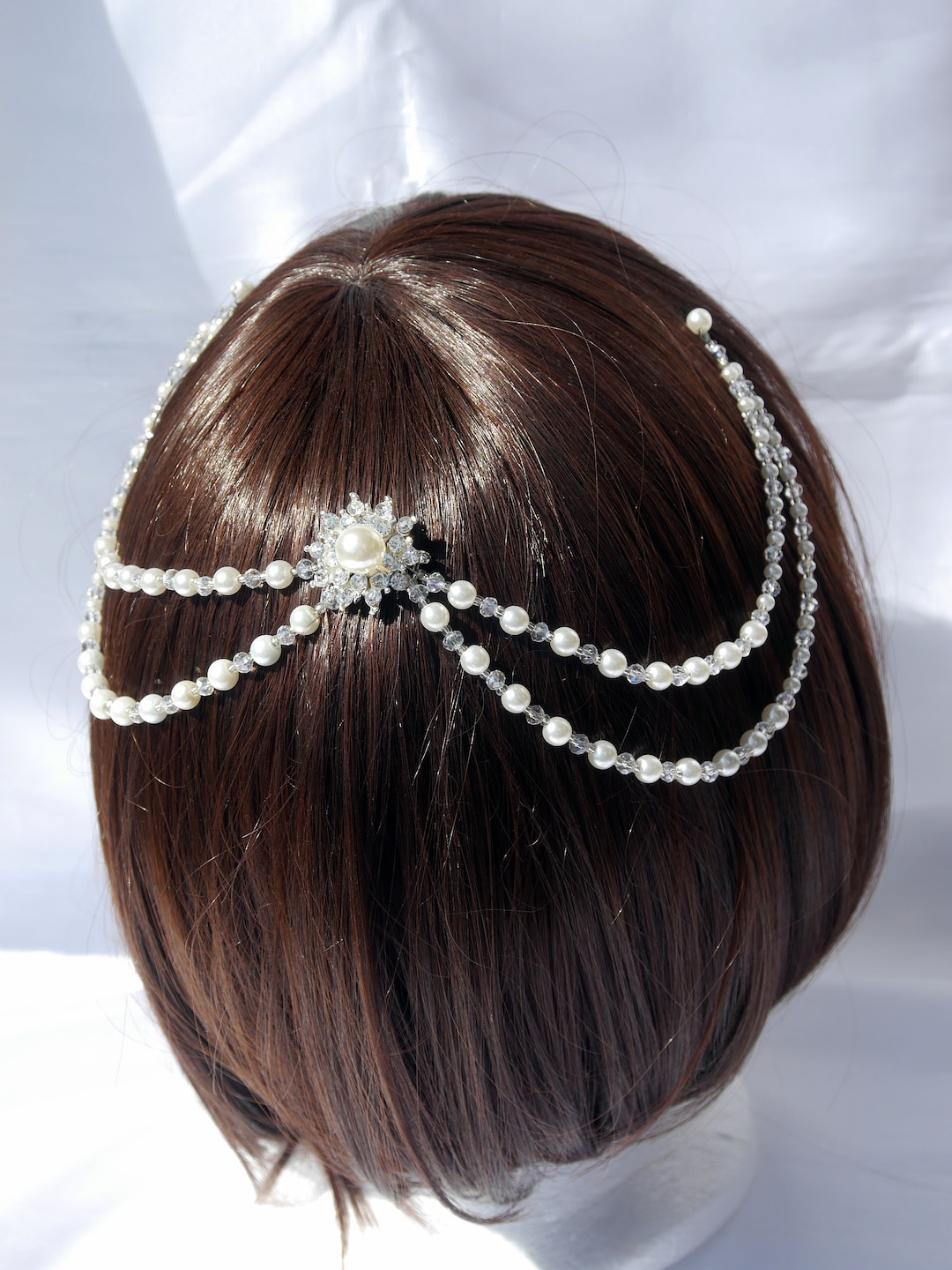 Silver Diamante Bride Wedding Prom Hair Piece, Pearl Bridal Wedding ...