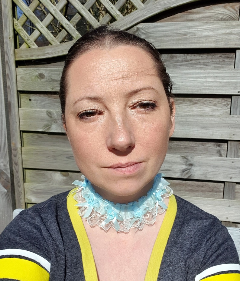 Frilly Lace Choker: Pink, Blue or Purple Satin Choker, Floral Satin ...