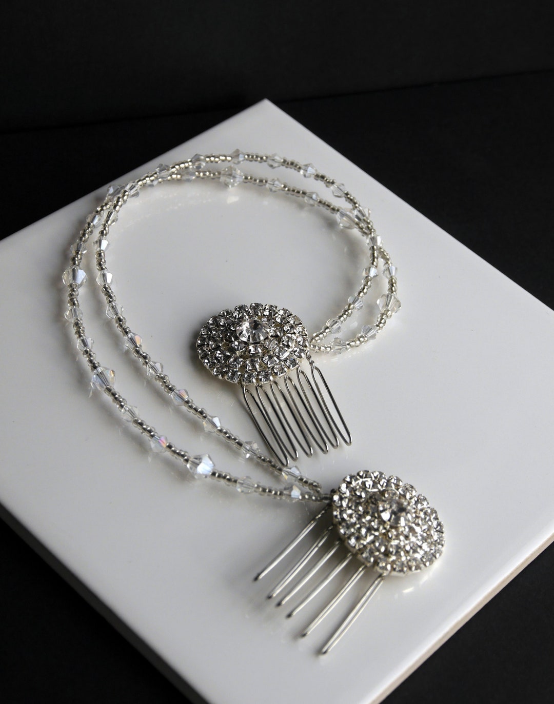 Circular Diamante Hair Chain, Bridal Hair Chain, Bridal Diamante Hair ...