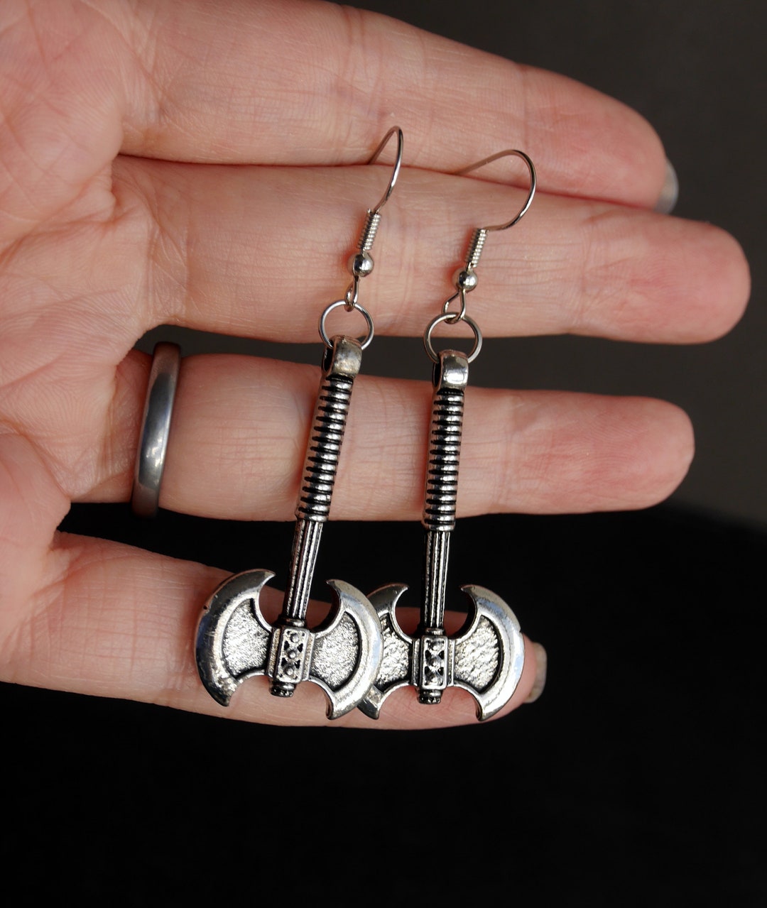 Fantasy Axe Blade Weapon Earrings, Gold Tone Battle Axe Weapon Earrings, Axe Jewellery, Girl ...