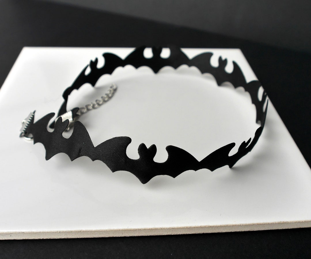 Gothic Black Bat Shape Chokers, Whimsigoth Choker Necklace, Black ...