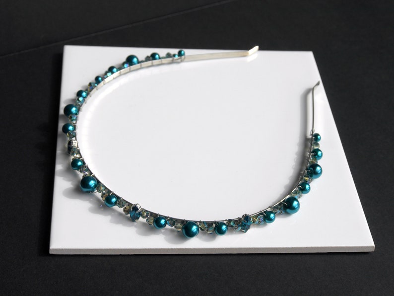 Teal Pearl Diamante Bridesmaid Hair Tiara Teal Pearl Tiara - Etsy UK