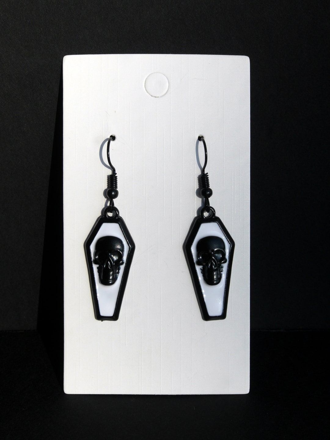 Gothic Coffin Shaped Dangle Earrings, Red and Black Coffin Dangle ...