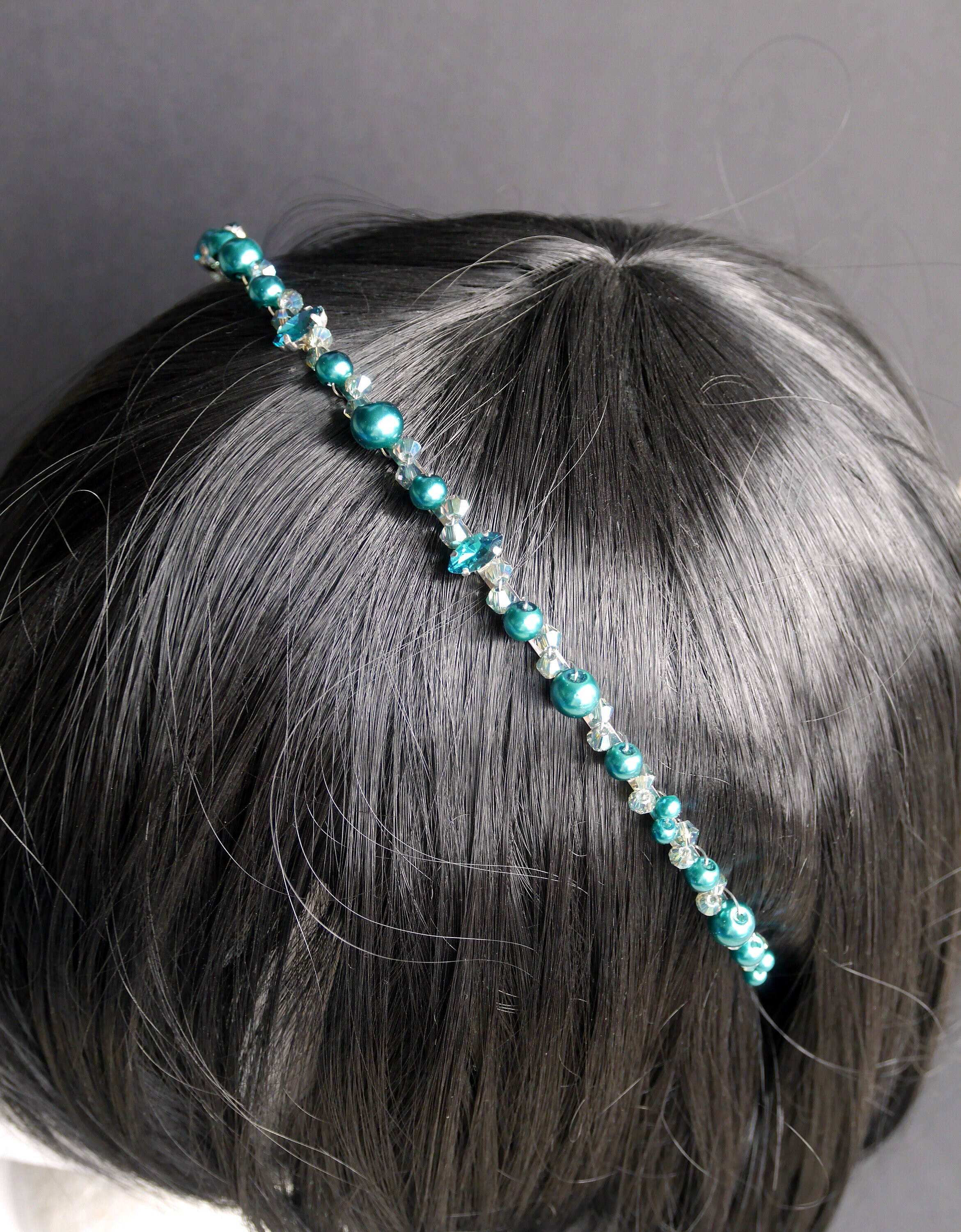 Teal Pearl Diamante Bridesmaid Hair Tiara Teal Pearl Tiara - Etsy UK