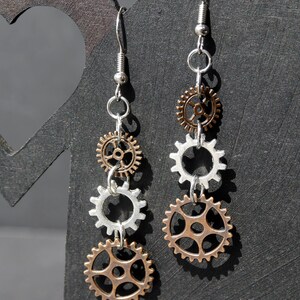 Steampunk Cog Theme Earrings, Steampunk Gold Cog Earrings, Clip on ...
