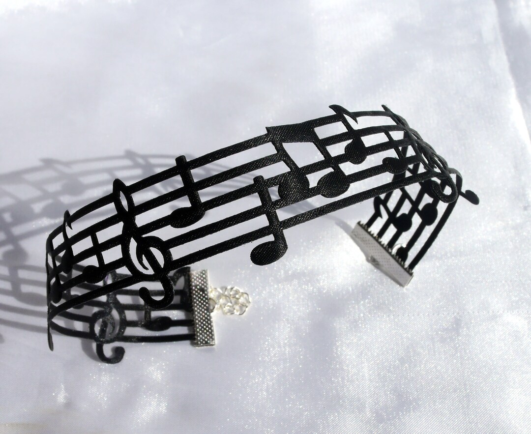 Black Music Note Choker, Music Symbol Choker, Black Music Themed ...