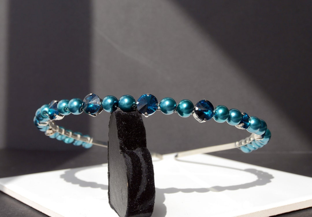 Teal Wedding Prom Hair Accessory, Teal Pearl Diamante Bridesmaid Hair ...