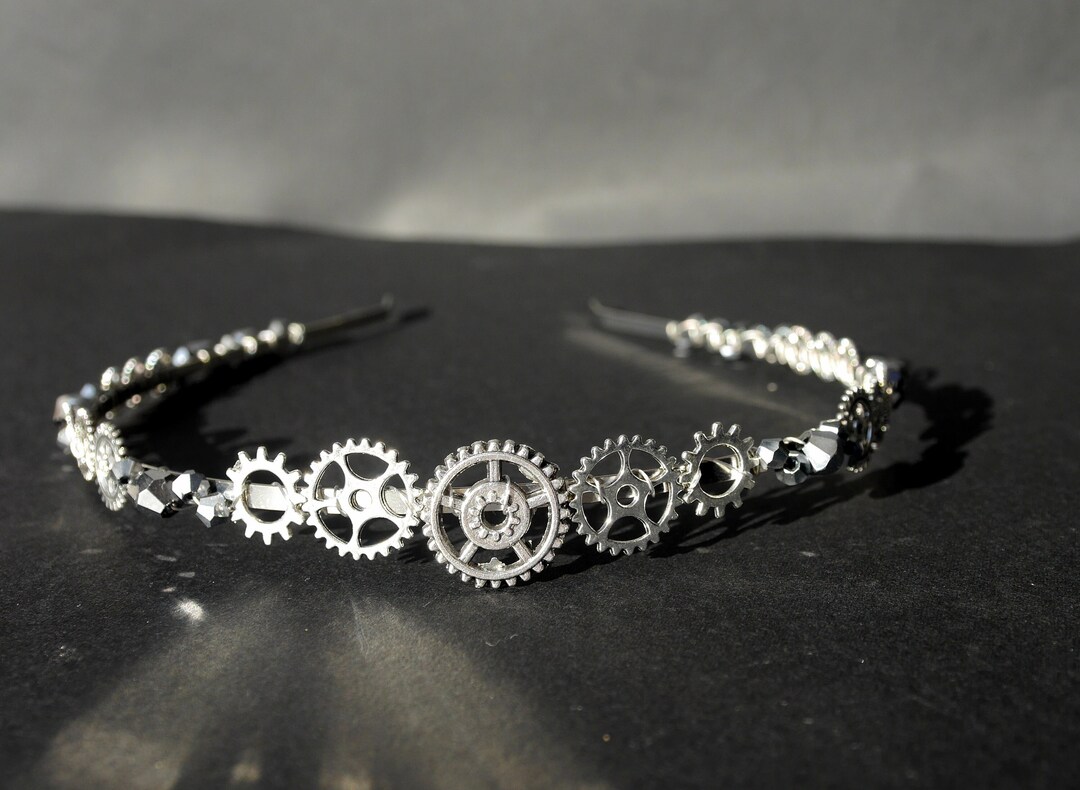 Silver Steampunk Cog and Gear Bridal Tiara, Steampunk Bride Headband ...