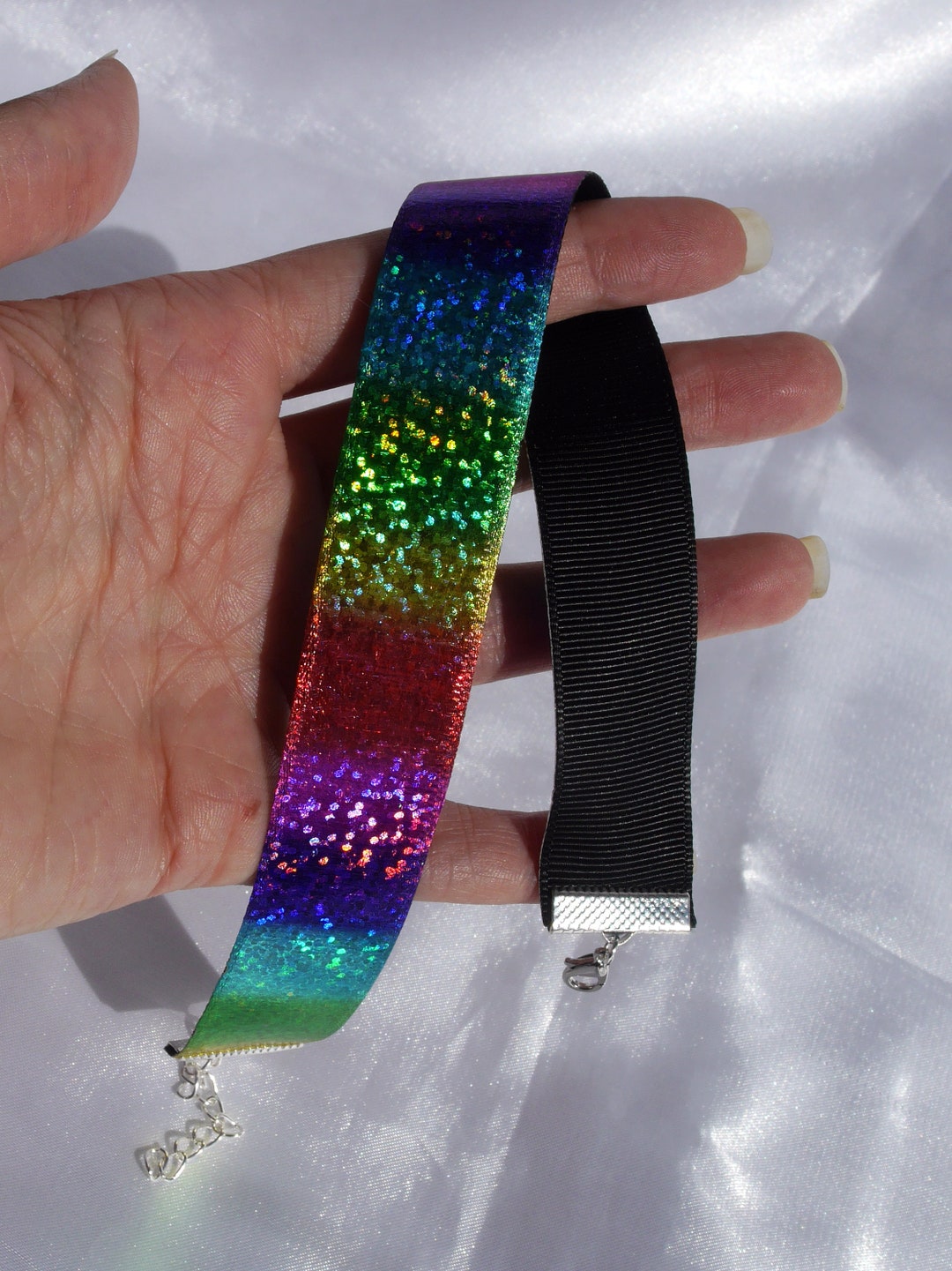 Holographic Rainbow Choker Necklace, Rainbow Pride Theme Choker ...