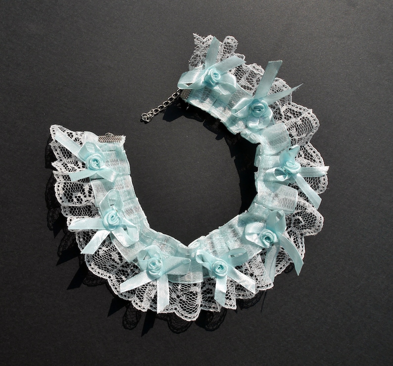 Frilly Lace Choker: Pink, Blue or Purple Satin Choker, Floral Satin ...