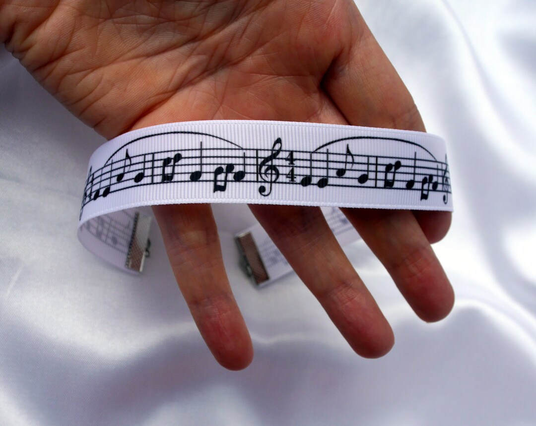 Black and White Music Note Symbol Choker, Music Note Print Choker ...