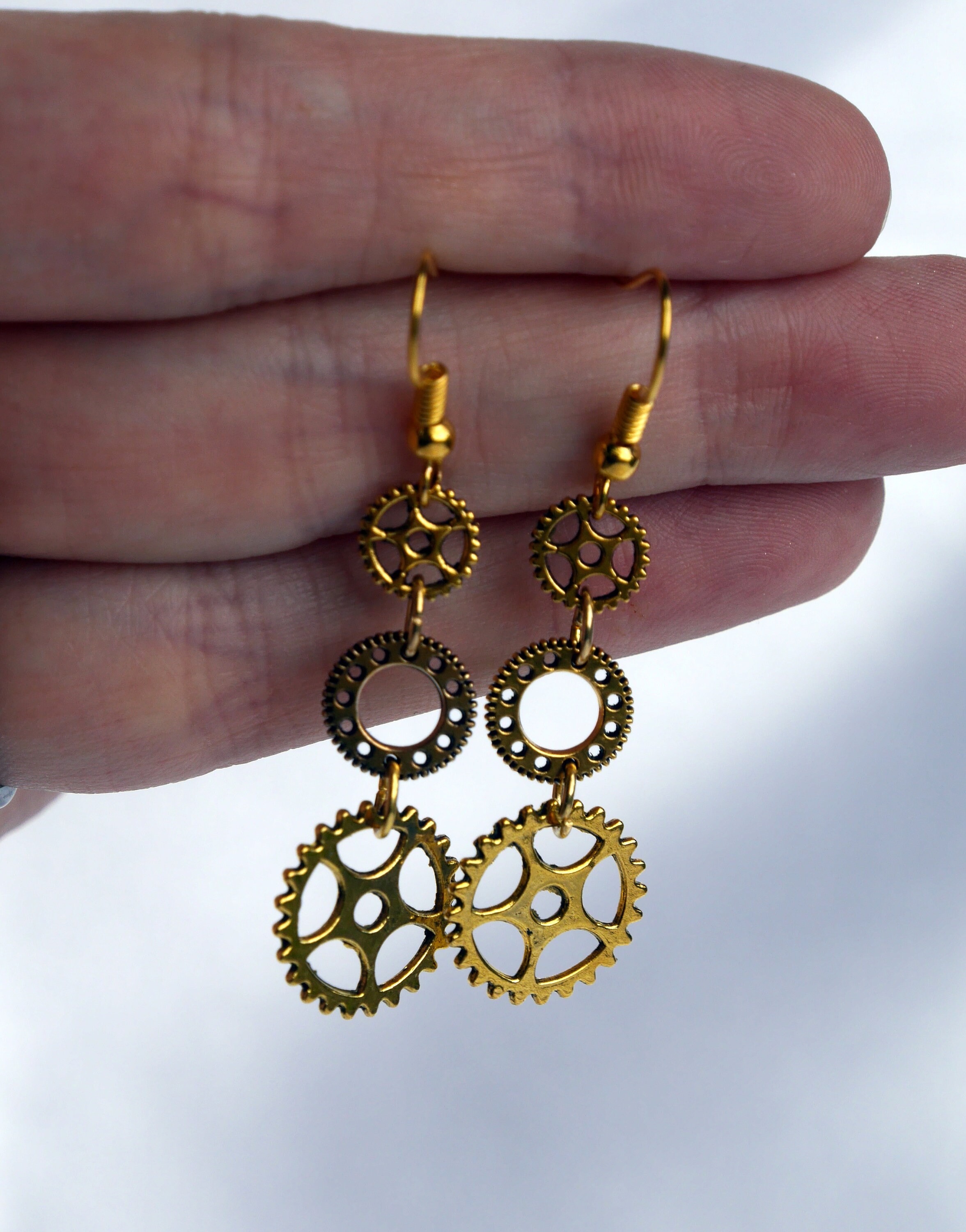 Gold Cog Steampunk Theme Earrings Gold Gear Earrings - Etsy UK