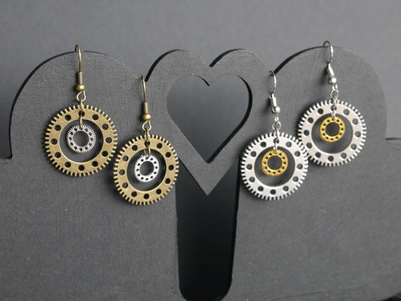 Steampunk Silver Cog Gear Mech Earrings Steampunk Cog Theme - Etsy