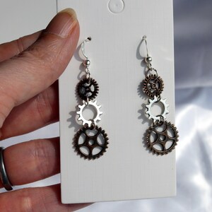 Steampunk Cog Theme Earrings, Steampunk Gold Cog Earrings, Clip on ...