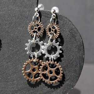 Steampunk Cog Theme Earrings, Steampunk Gold Cog Earrings, Clip on ...