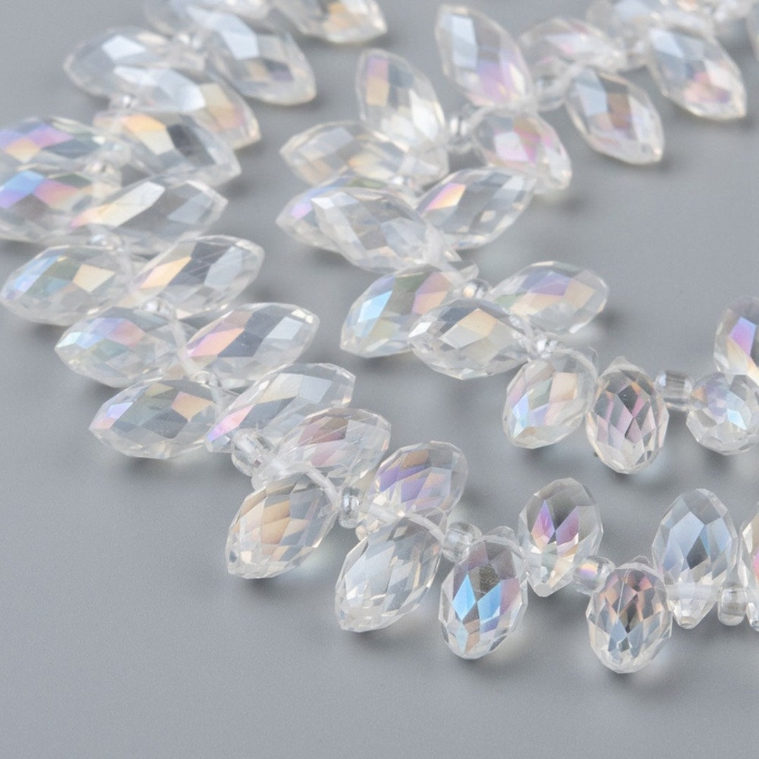 50 Teardrop Faceted Crystal Glass Beads 13mm X 6mm Clear - Etsy