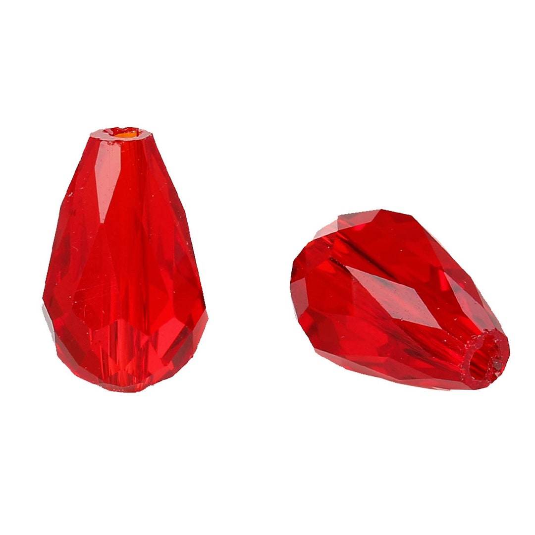 20 Red Teardrop Faceted Crystal Glass Beads 11mm X 8mm J04785XD - Etsy