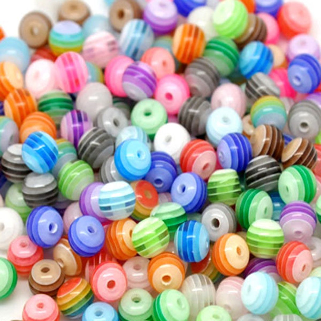100 Round Resin Beads Striped 6mm Mixed Colours Hole 1.5mm J15304U - Etsy