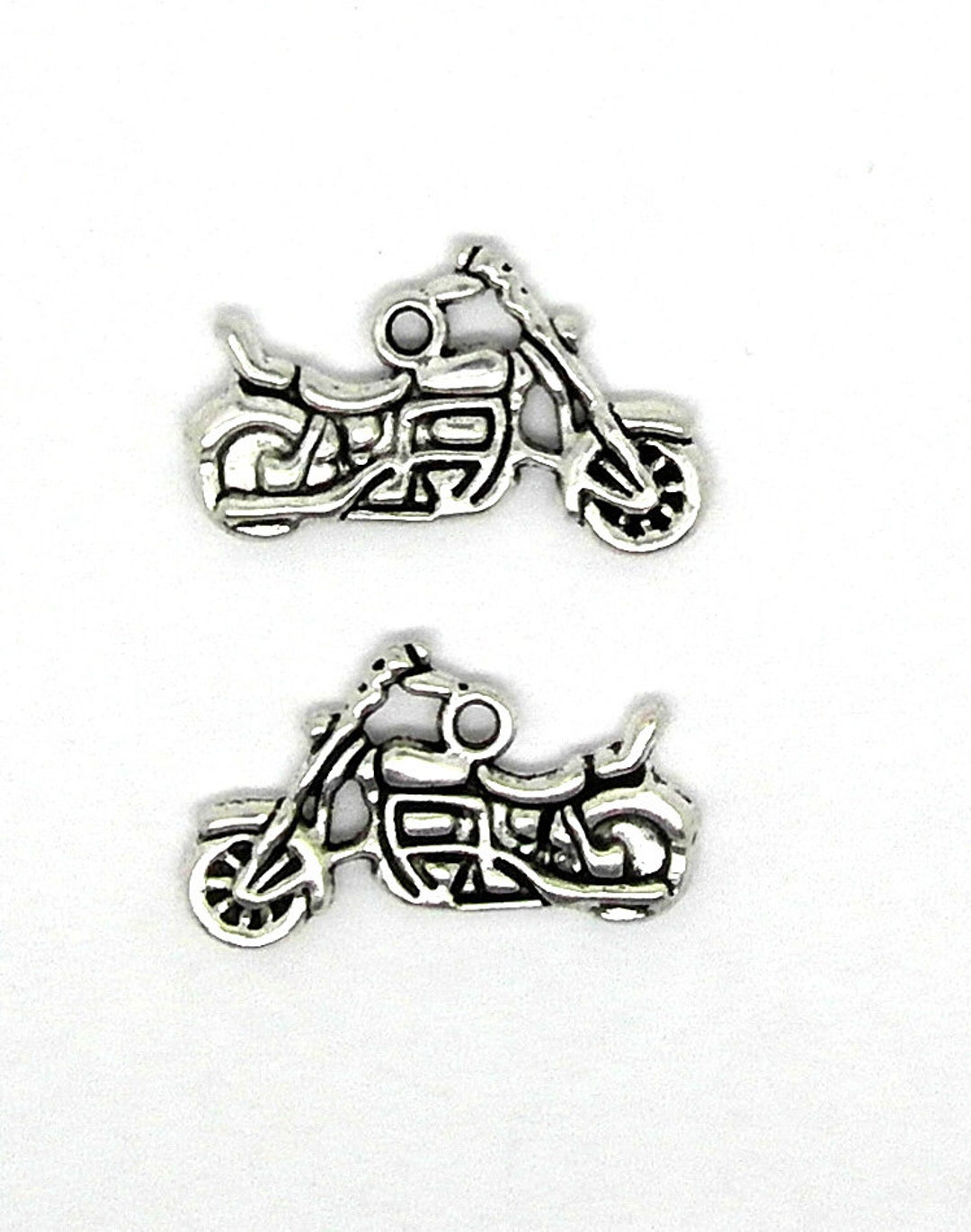 10 Motorbike Charms Motor Cycle Bikers Charms 24mm Antique Silver Tone ...