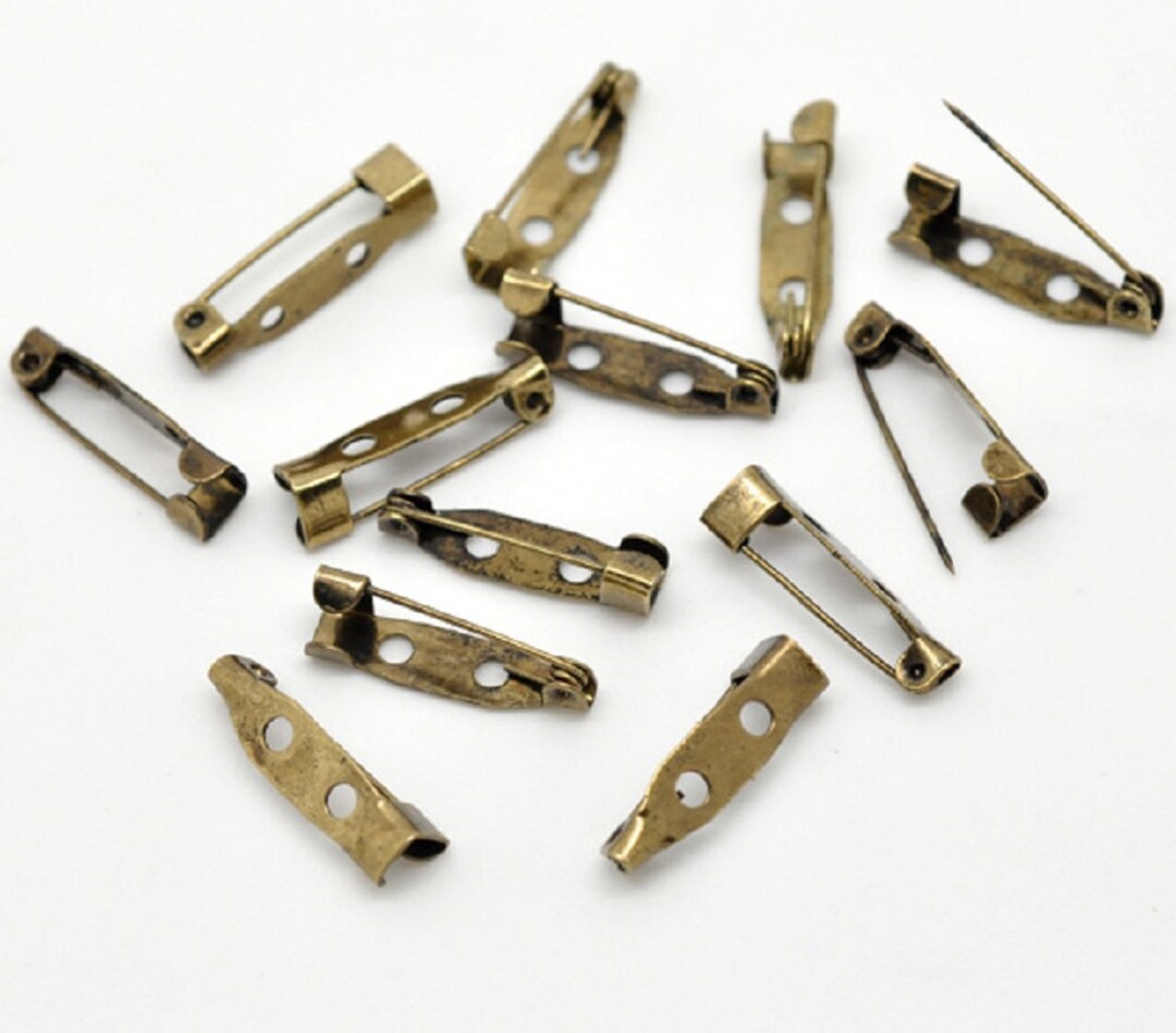 50 BROOCH BACKS 20mm Bronze Tone Pins Badge Fasteners Bar - Etsy