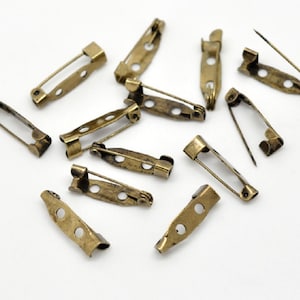 50 BROOCH BACKS 20mm Bronze Tone Pins Badge Fasteners Bar - Etsy
