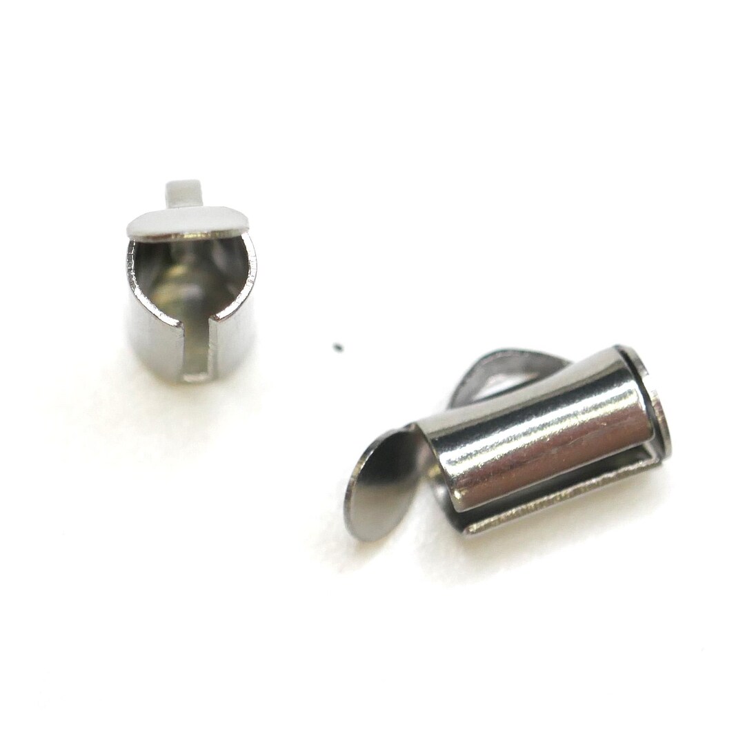 5 Slide on Cord End Caps - Silver Tone - 6mm X 8mm - Jewellery ...