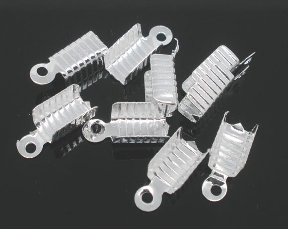 100 Silver Plated Ribbed Cord Ends 12mm X 5mm Necklace Tips - Etsy