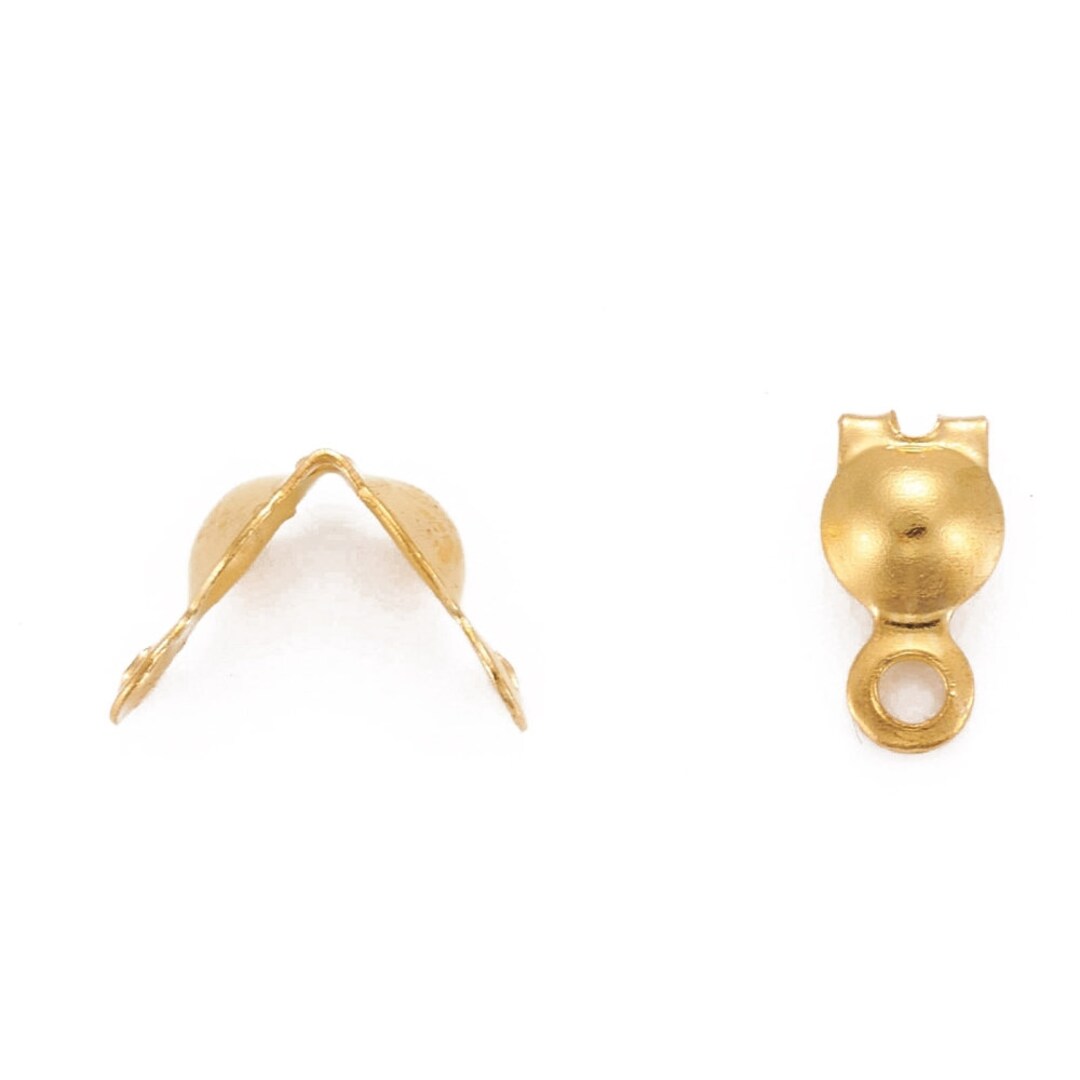 100 Calotte Ends Clamshell Connector Gold Plated 7mmx4mm Fits 2.4mm ...