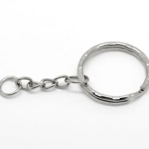 10 Keyring Blanks Key Fobs With Chains Antique Silver Tone Splitring ...