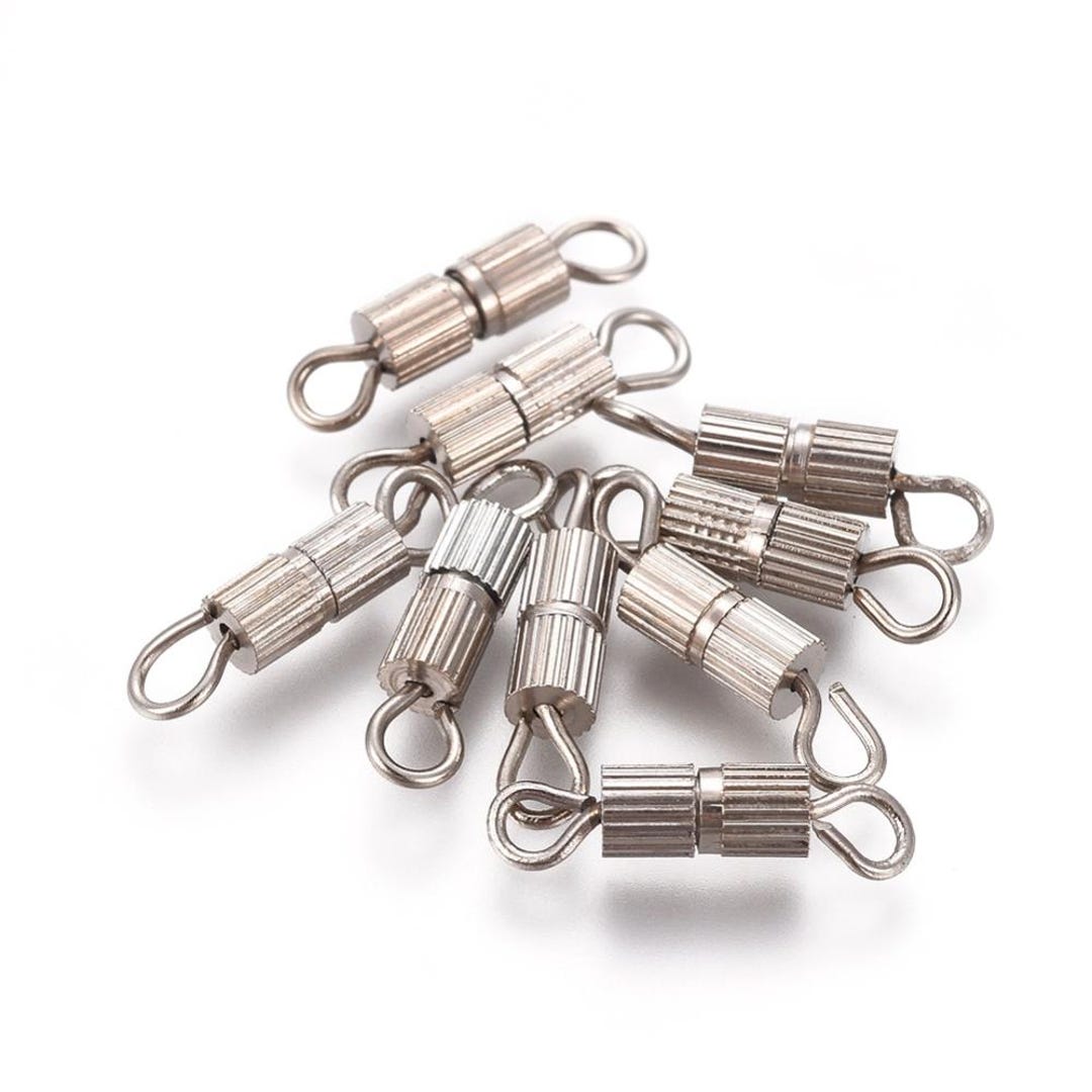 Screw Barrel Clasps - Antique Silver Tone - 14mm X 3mm - Swivel Loop ...