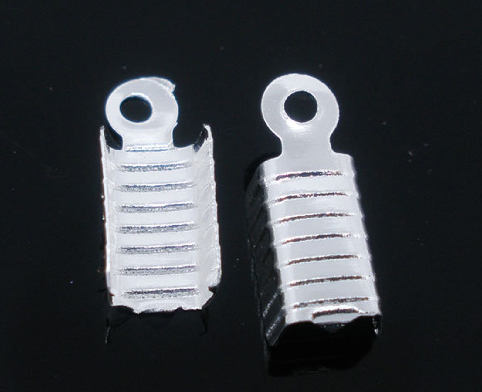 100 Silver Plated Ribbed Cord Ends 12mm x 5mm Necklace Tips | Etsy