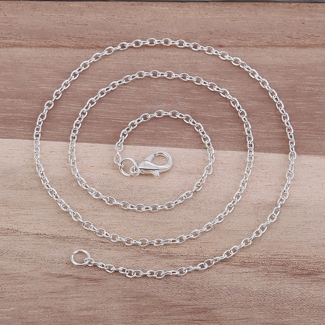 12 Blank Link Cable Chain Necklaces - Jewellery Making - 18" Silver ...