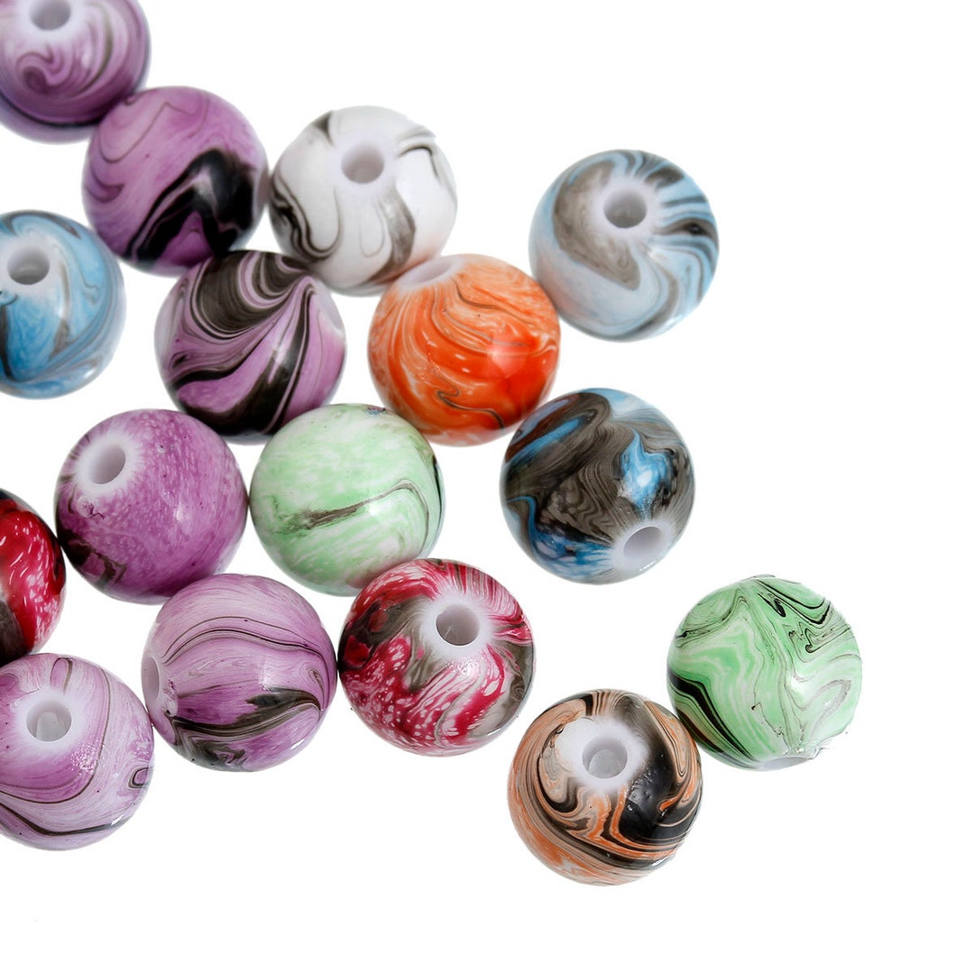 200 Marbled Shiny Round Acrylic Beads 7.5mm Mixed Colours - Etsy