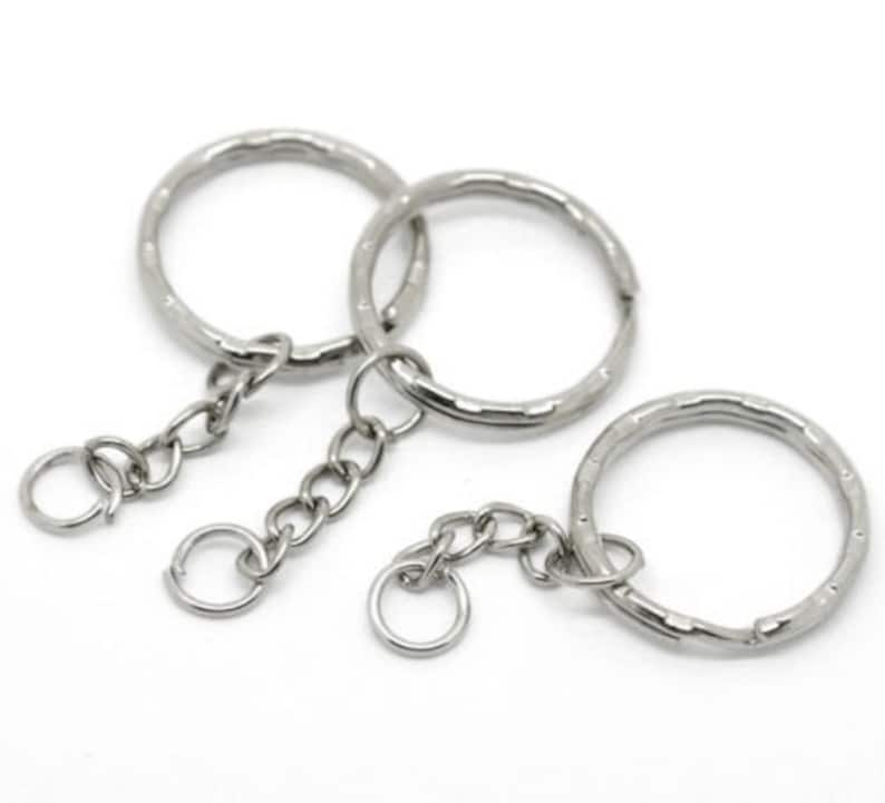 10 Keyring Blanks Key Fobs With Chains Antique Silver Tone - Etsy