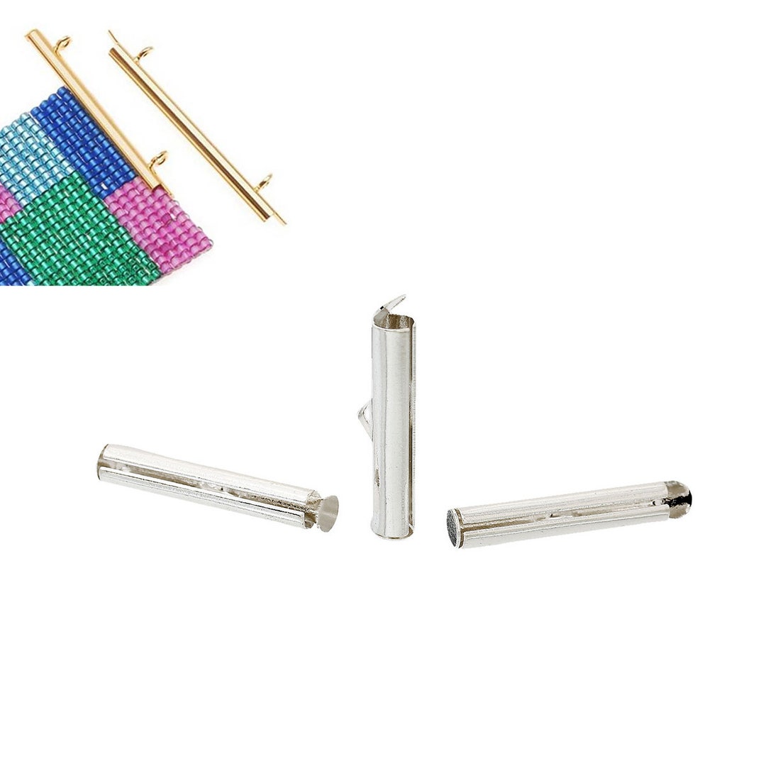 5 Beading Slide End Tube Bead Work Silver Plated 24mm X 6mm J66838 - Etsy